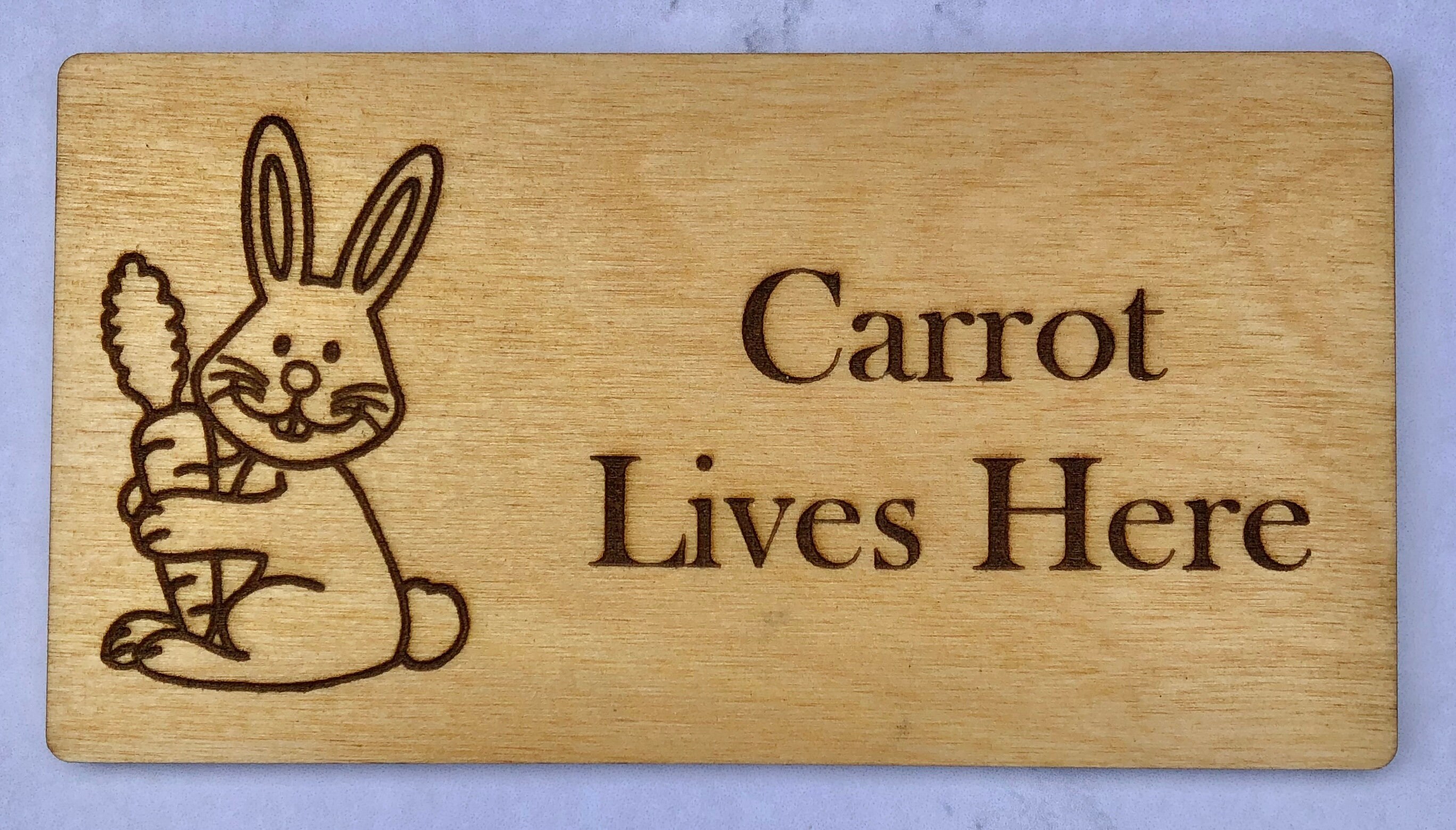 Personalised wooden engraved rabbit name plaque/hanging sign | Etsy