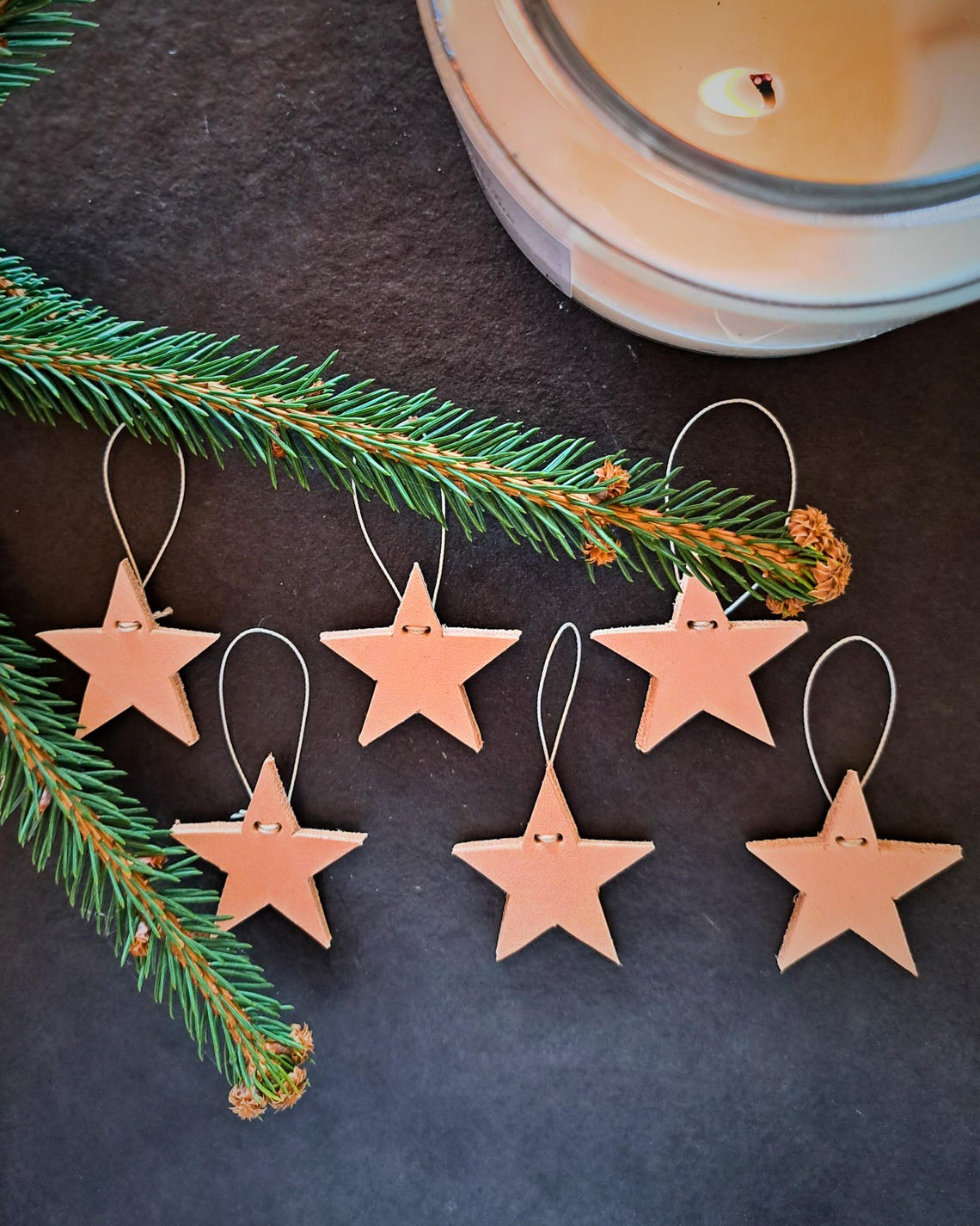 Handmade Leather Mini Star Christmas Ornaments: Rustic Holiday Decor ...