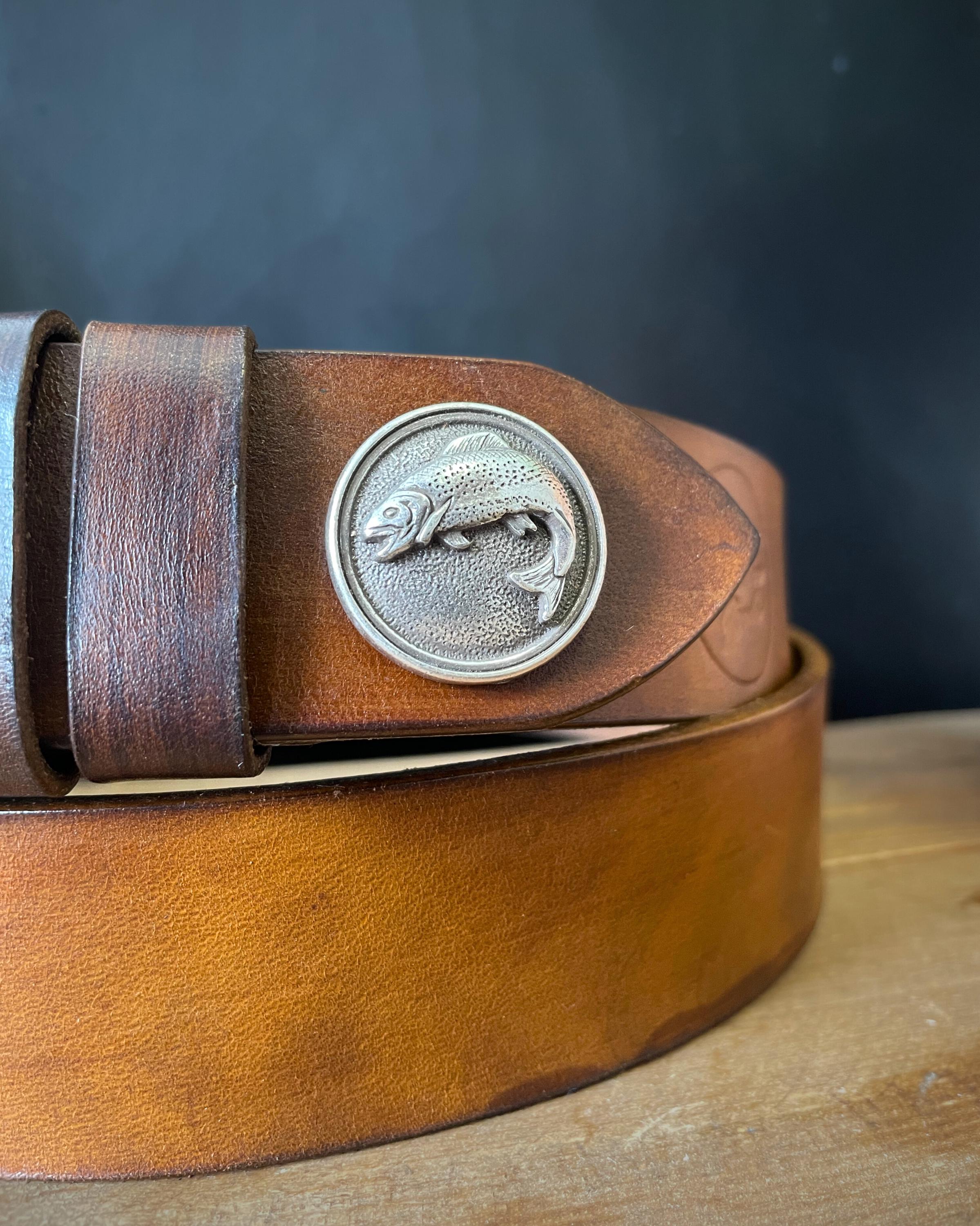 Men's Handmade Full Grain Leather Walnut Brown Fishing Belt With ...