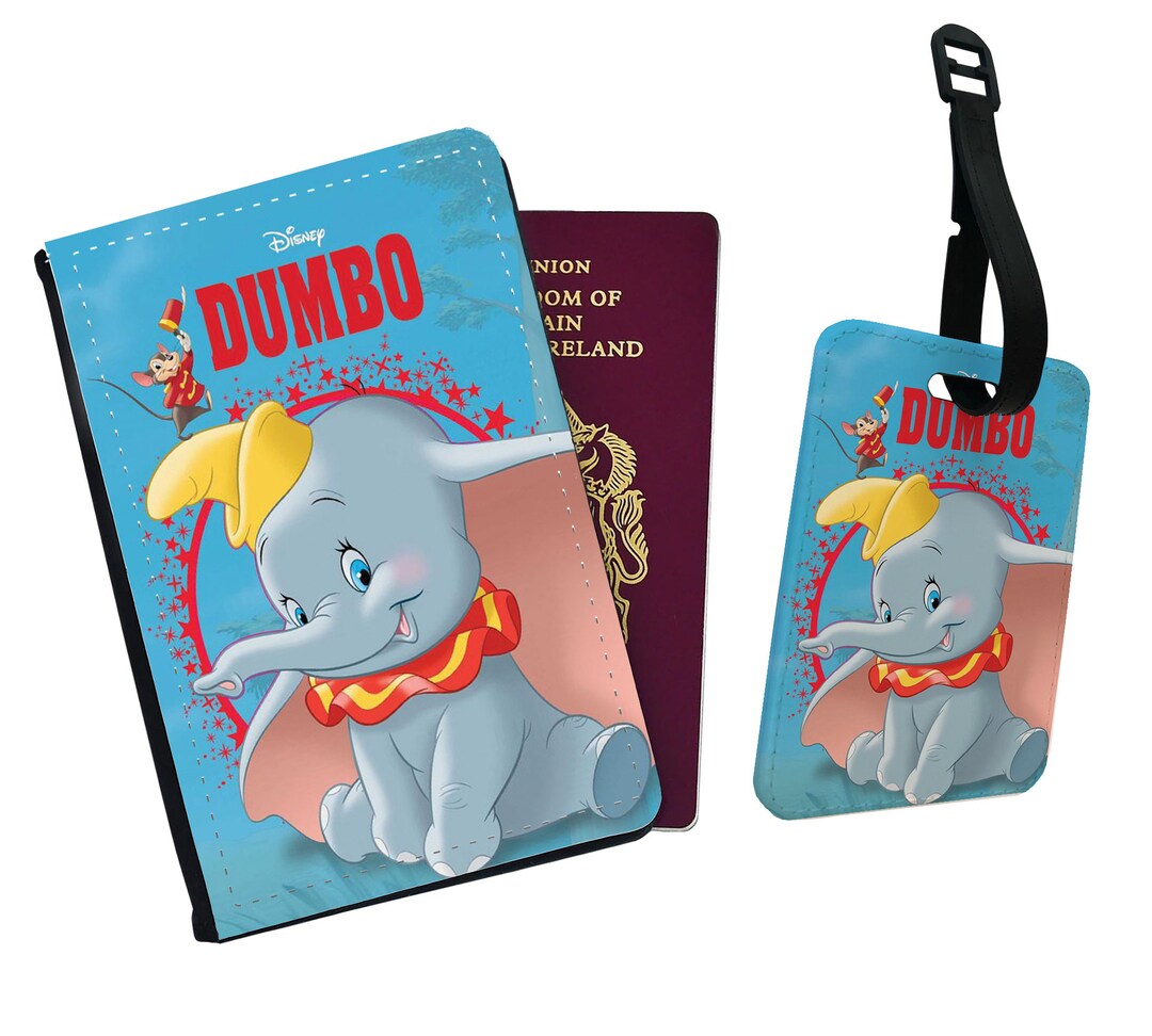 Personalised Faux Leather Passport Cover & Luggage Tag Disney Dumbo ...
