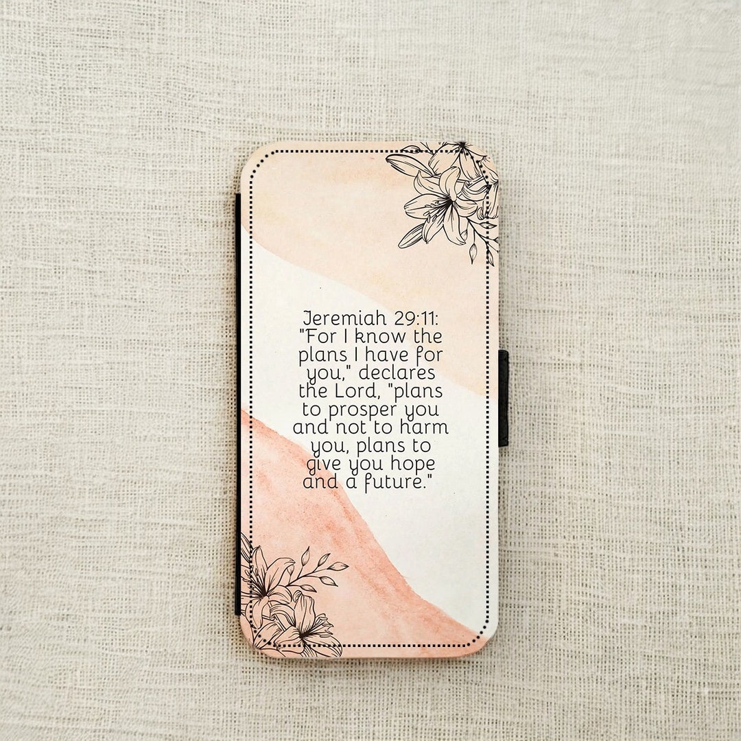 Wallet Phone Cover With Card Inserts, Customised Bible Verse Phone Case ...