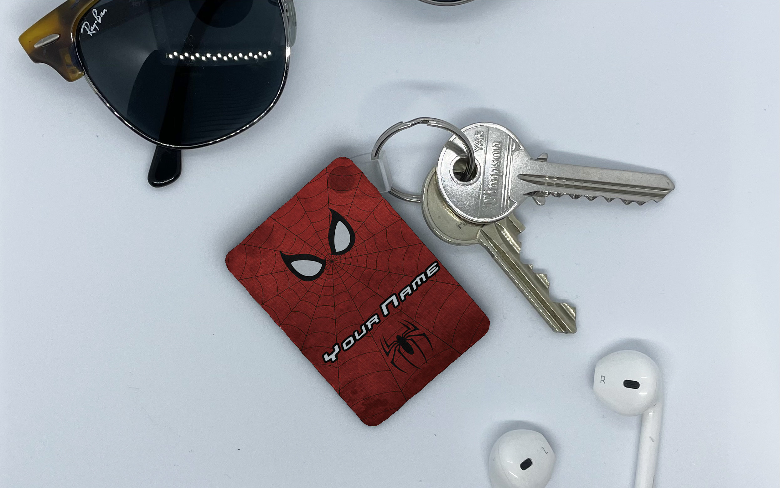 High Gloss Key Ring Custom Metal Square Keyring Double Sided | Etsy