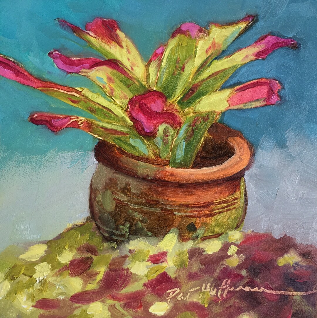 Bromeliad an Original Oil Painting by Pat Huffman Art, Flower, 6 X6 ...