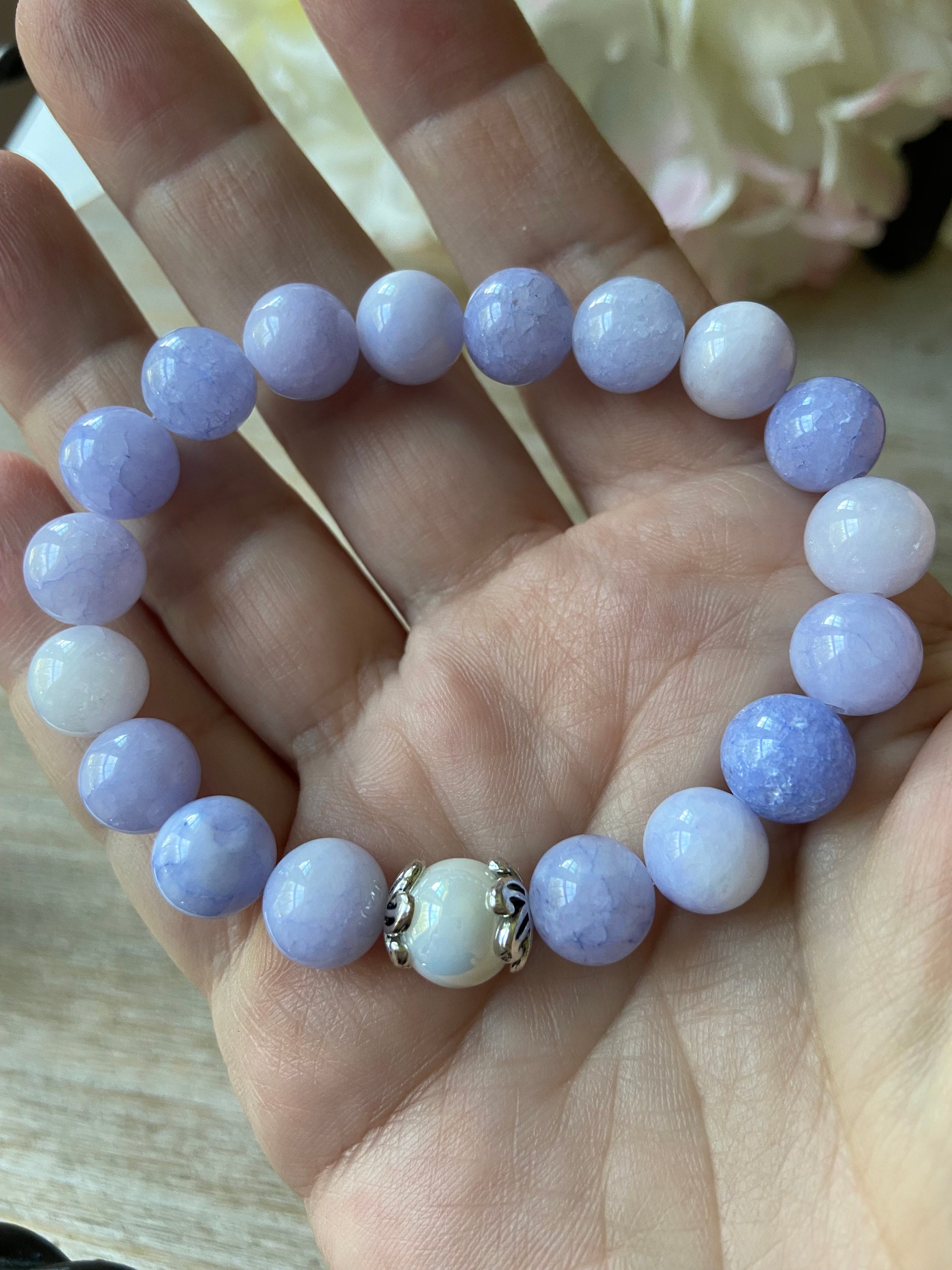 Angelite Gemstone Bracelet A Natural Angelite Beads Anxiety | Etsy