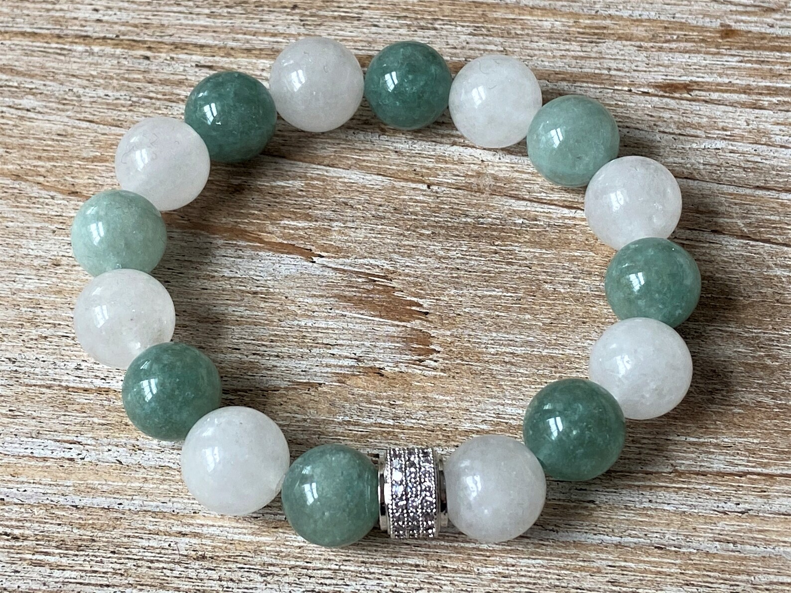 Natural Burmese and White Jade Gemstone Bead Bracelet Green - Etsy