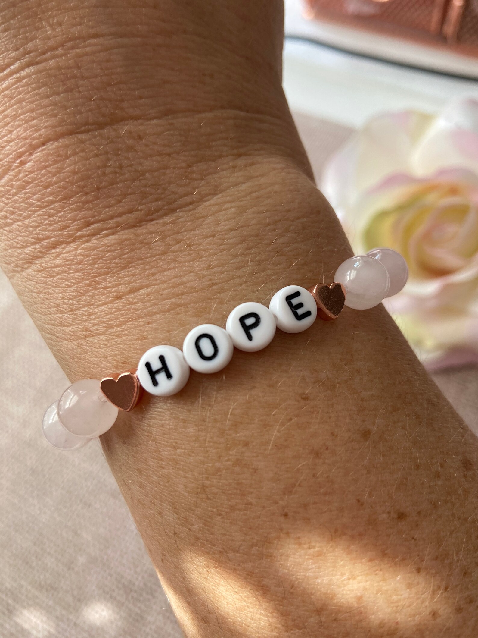 Hope Beaded Bracelet Personalized Letter Bracelet Rose - Etsy