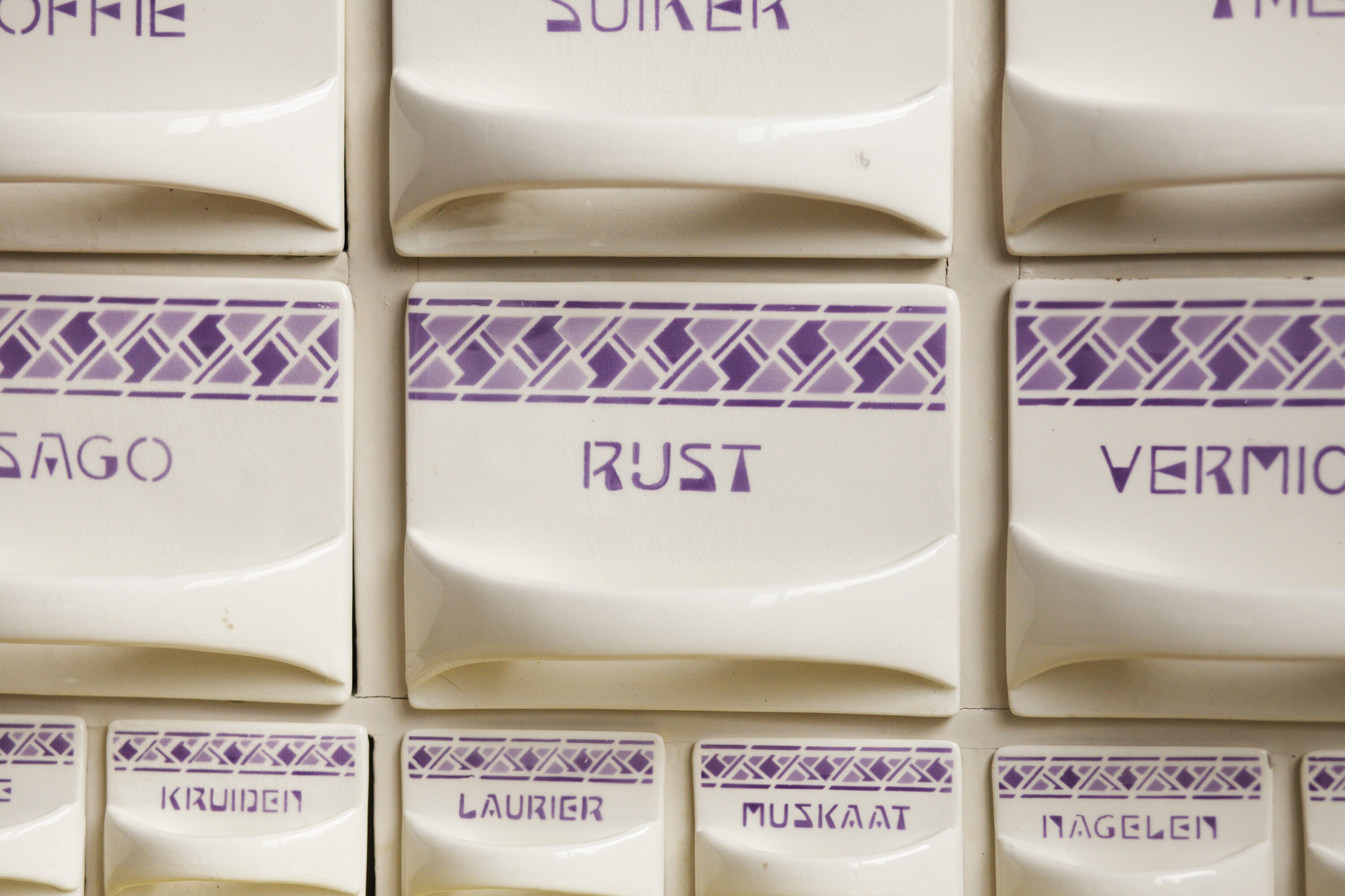 Rare Art Deco Dutch Spice Cabinet With Geometric Decoration in Lilac ...