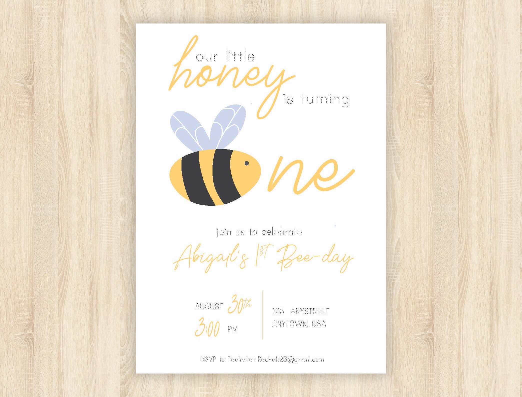 Bee-day Invitation, First Bee Day, Little Honey, Birthday 1st Party ...