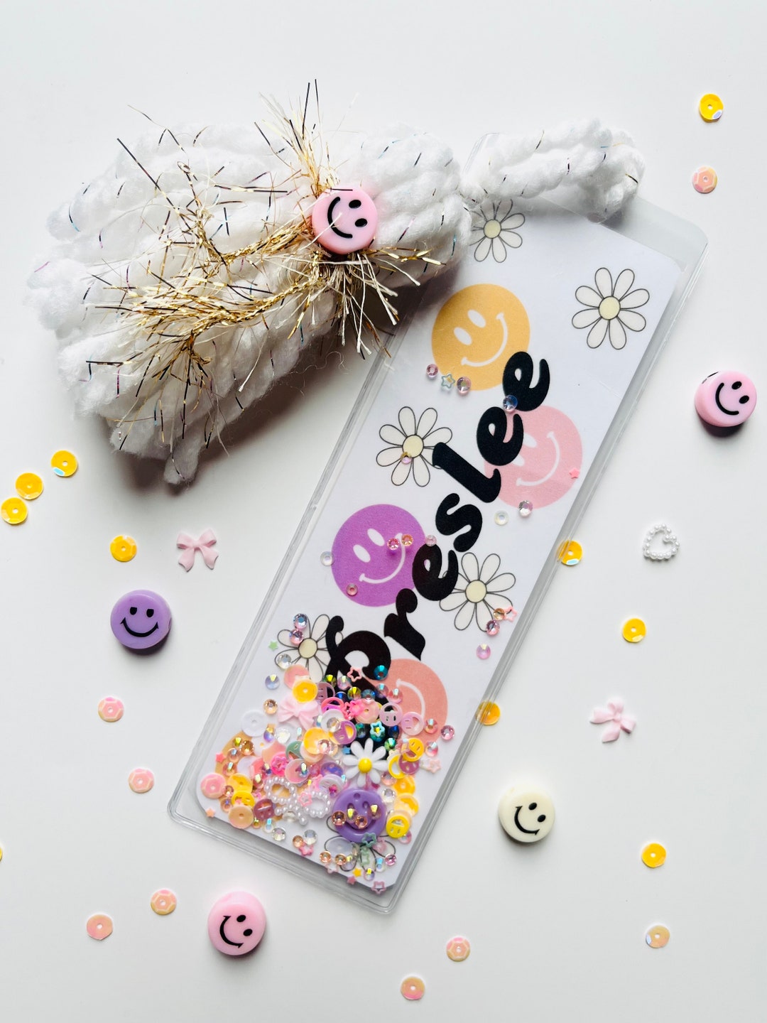 Personalized Name Smiley Face Shaker Bookmark, Kids Gifts, Book ...