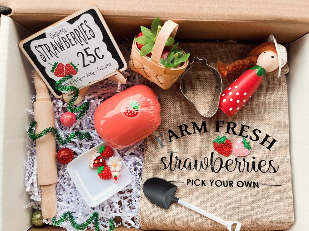 Strawberry Play Dough Kit, Sensory Play, Kids Gifts, Play Doh, Peg Doll ...