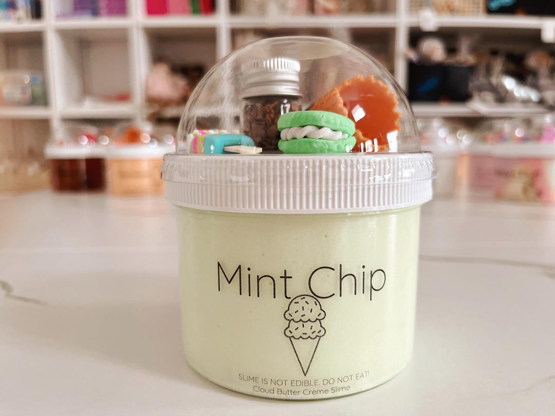 Mint Chip Cloud Butter Cream Slime, Faux Waffle Cone, Clay Popsicle, Macaron, 10 Oz - Etsy
