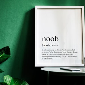 Noob Definition Print Home Print Gaming Prints Gaming - Etsy