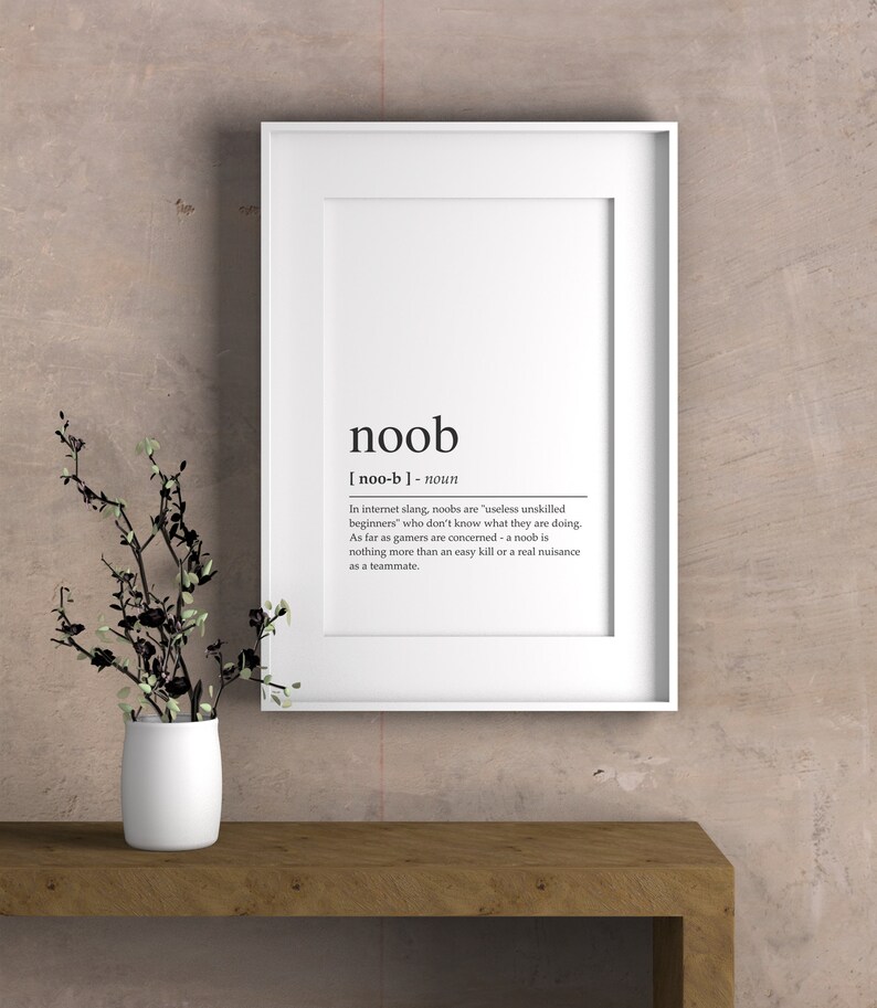 Noob Definition Print Home Print Gaming Prints Gaming - Etsy