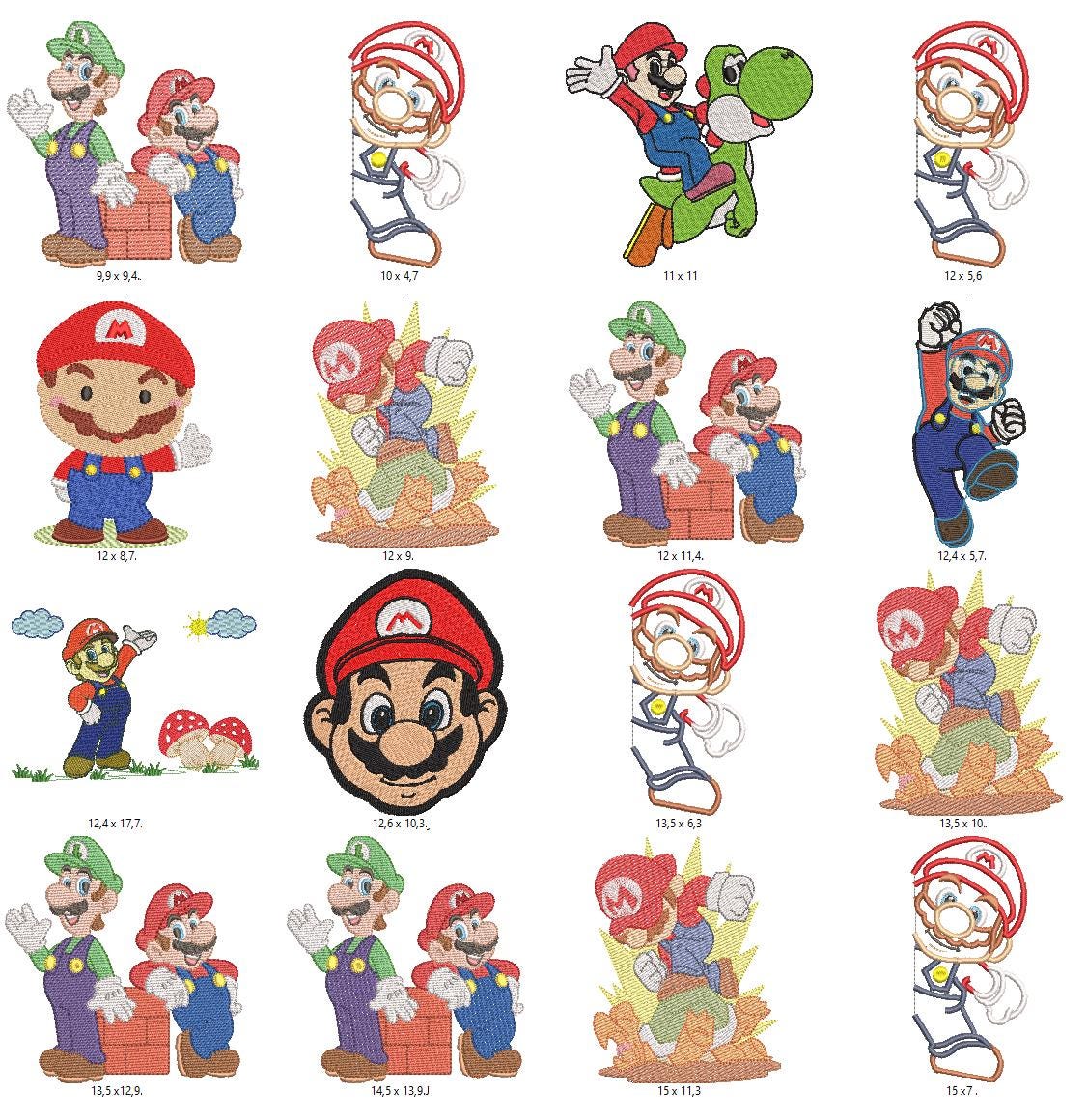 53 Designs Matrix for Mario Bros Luigi Embroidery Machines - Etsy