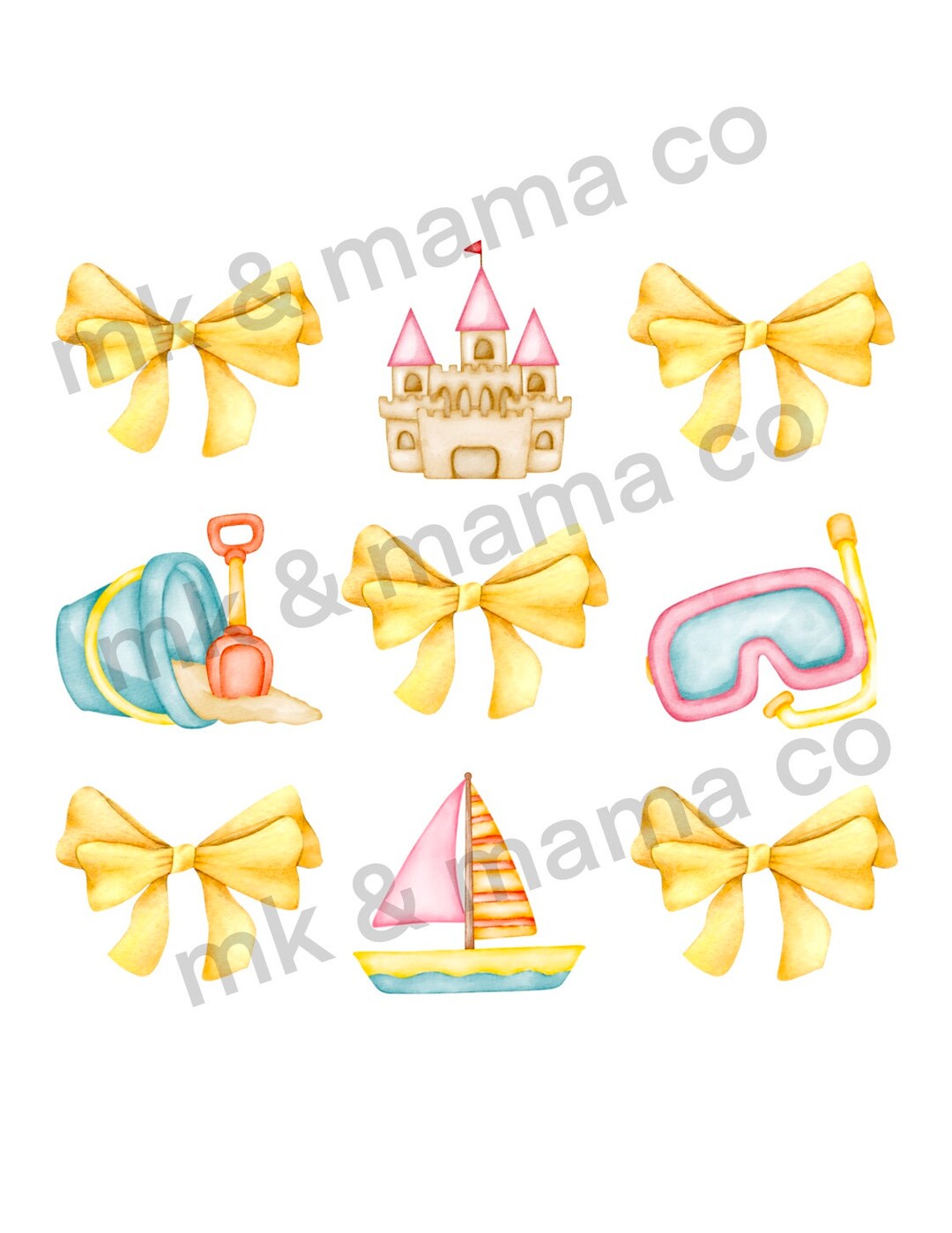 Watercolor Beach Bows PNG - Etsy