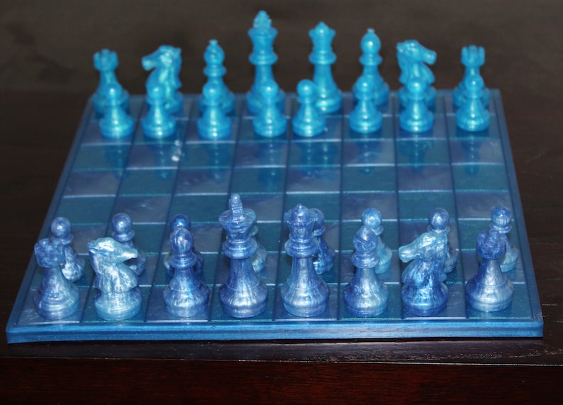 Blue-shaded Chess Set - Etsy