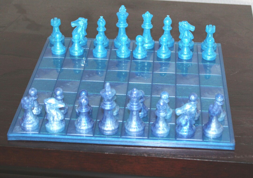 Blue-shaded Chess Set - Etsy