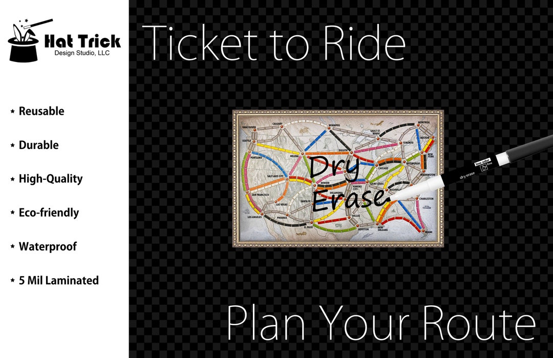 Laminated Ticket to Ride Route Planning Map, Waterproof, Reusable, Wet ...