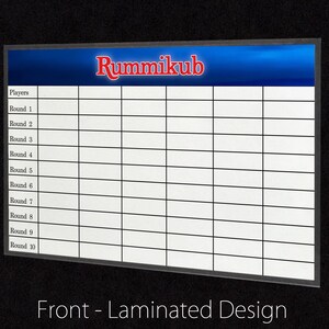 Laminated Rummikub Score Sheet, Waterproof, Reusable, Wet Erase and Dry ...