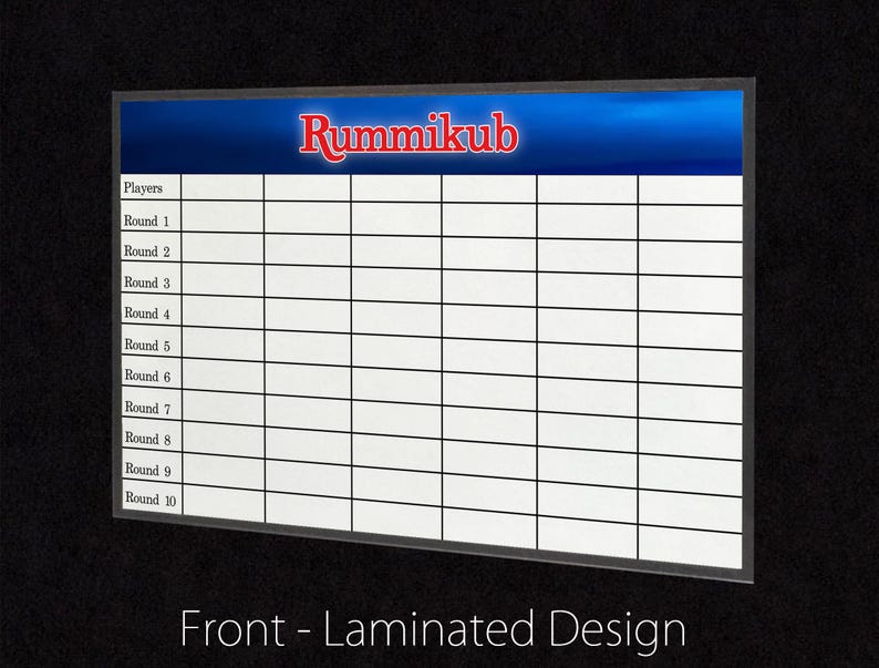 Laminated Rummikub Score Sheet, Waterproof, Reusable, Wet Erase and Dry ...