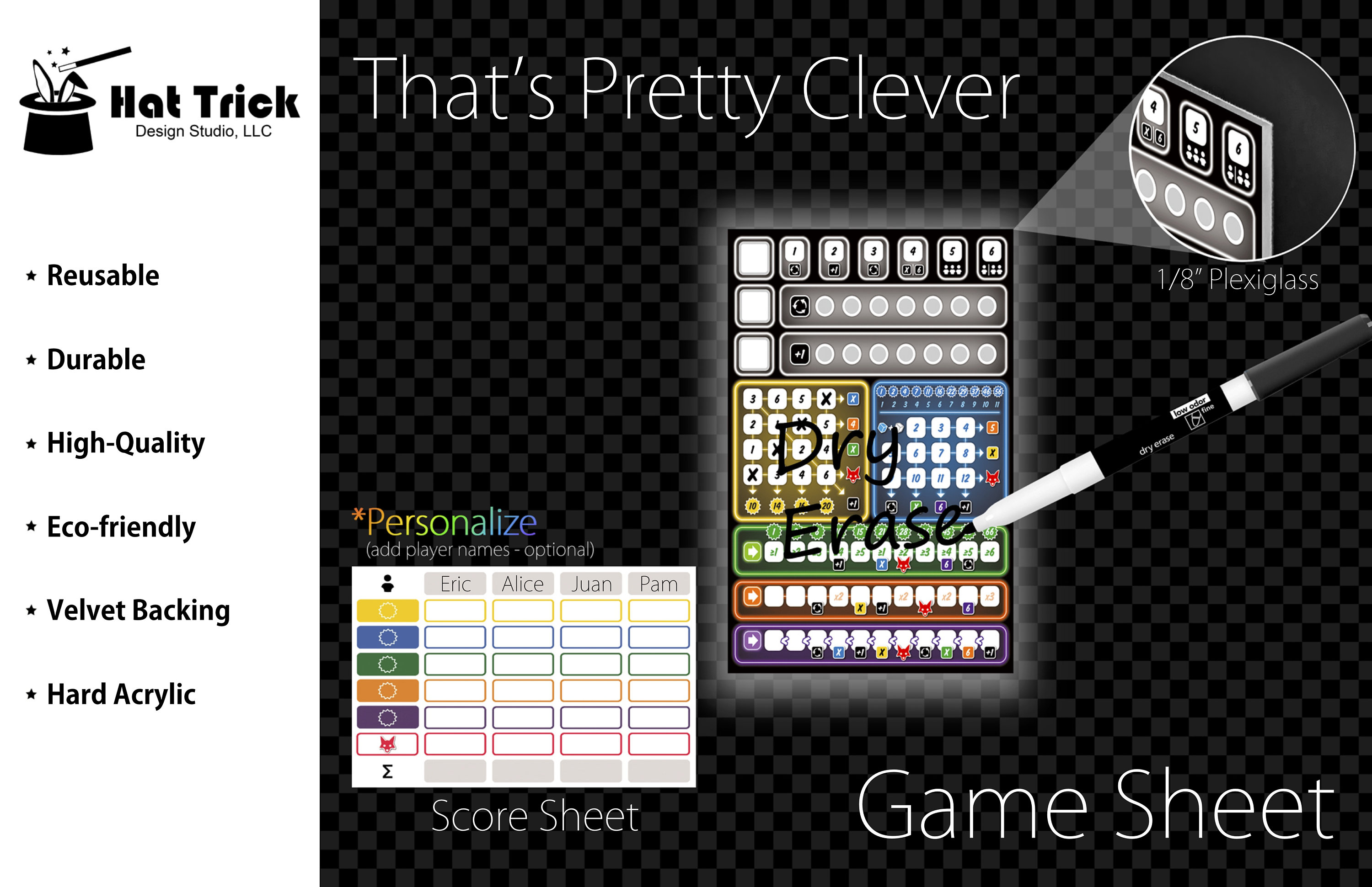 Acrylic Game Score Sheet, That's Pretty Clever, Reusable Dry Erase - Etsy