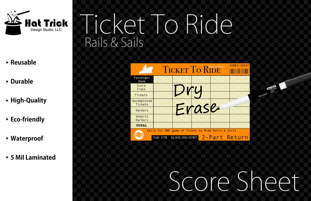 Laminated Ticket to Ride Rails & Sails Score Sheet, Reusable - Etsy