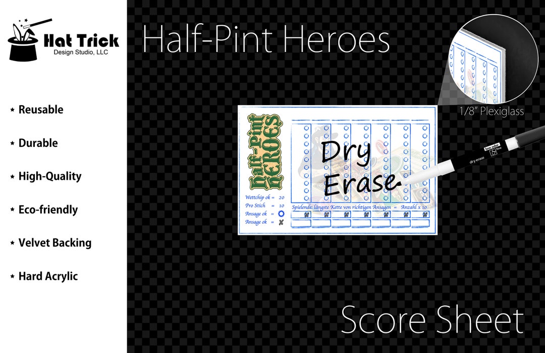 Acrylic Half-pint Heroes Score Sheet: Reusable Dry Erase - Etsy