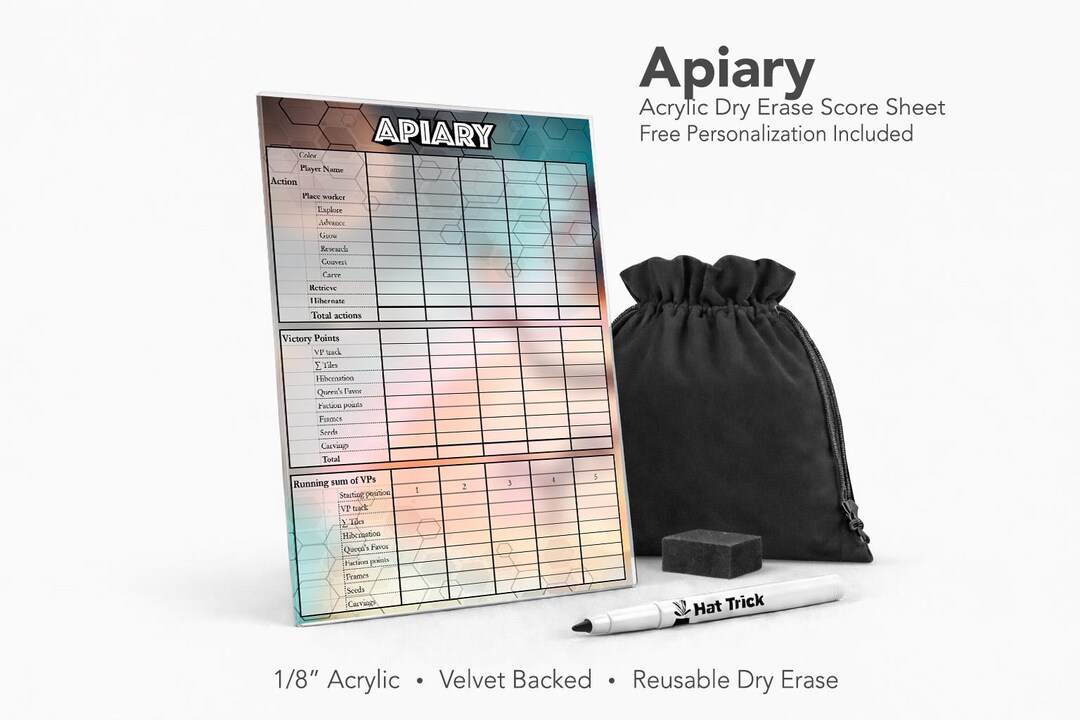 Acrylic Apiary Score Sheet: Reusable Dry Erase Board - Etsy Australia