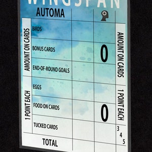 Laminated Wingspan Score Sheet, Original Game, European, Oceania ...