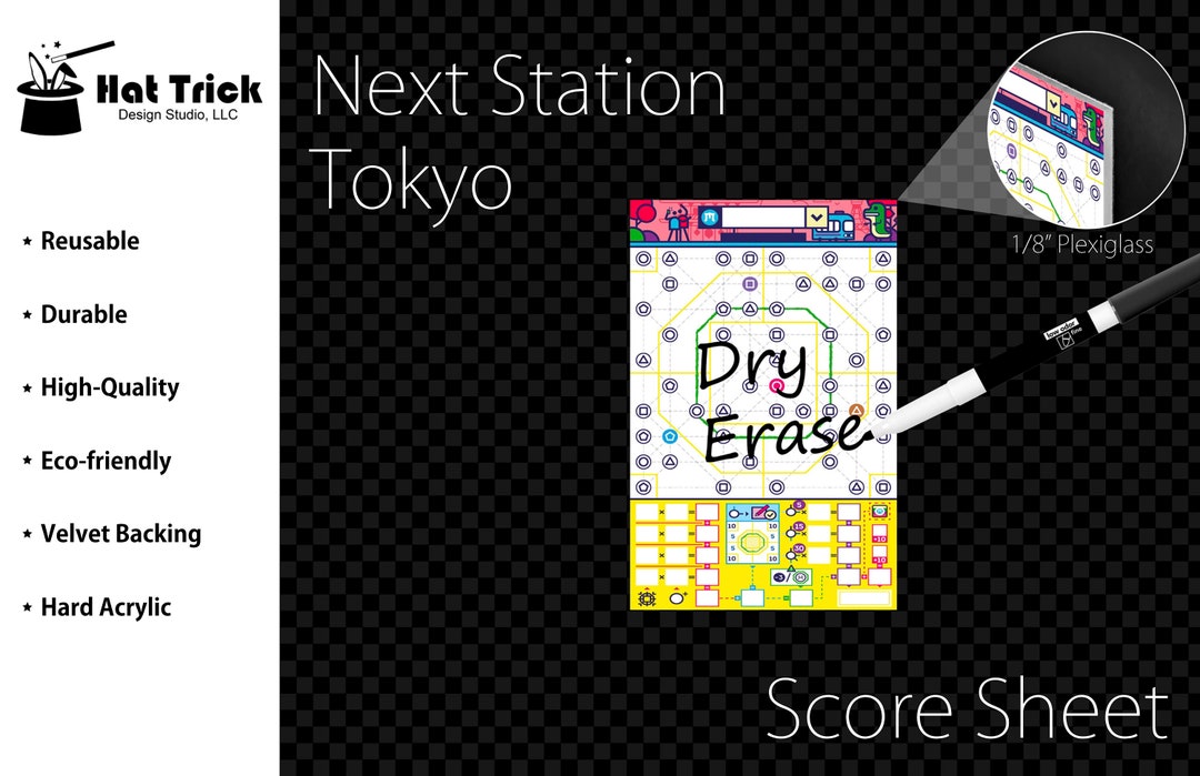 Premium Acrylic Next Station Tokyo Score Sheet Upgrade, Reusable, Dry ...