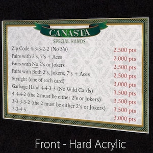 Acrylic Canasta Special Hands Plaque: Game Scoring Sheet - Etsy