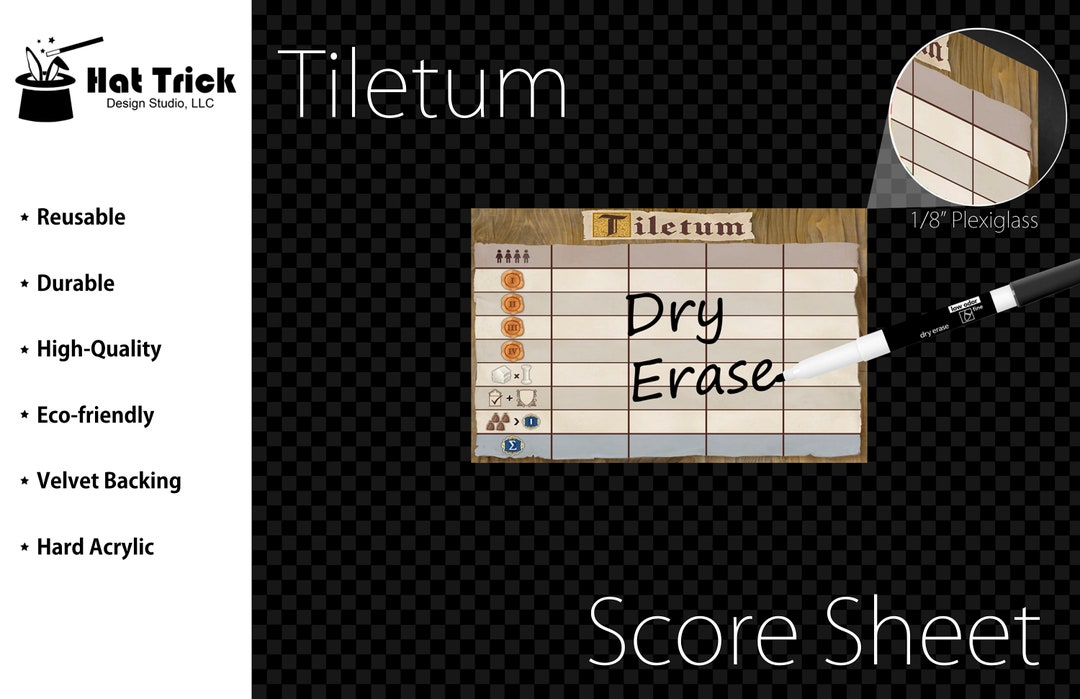 Premium Acrylic Tiletum Score Sheet Upgrade, Reusable, Wet Erase and Dry Erase - Etsy