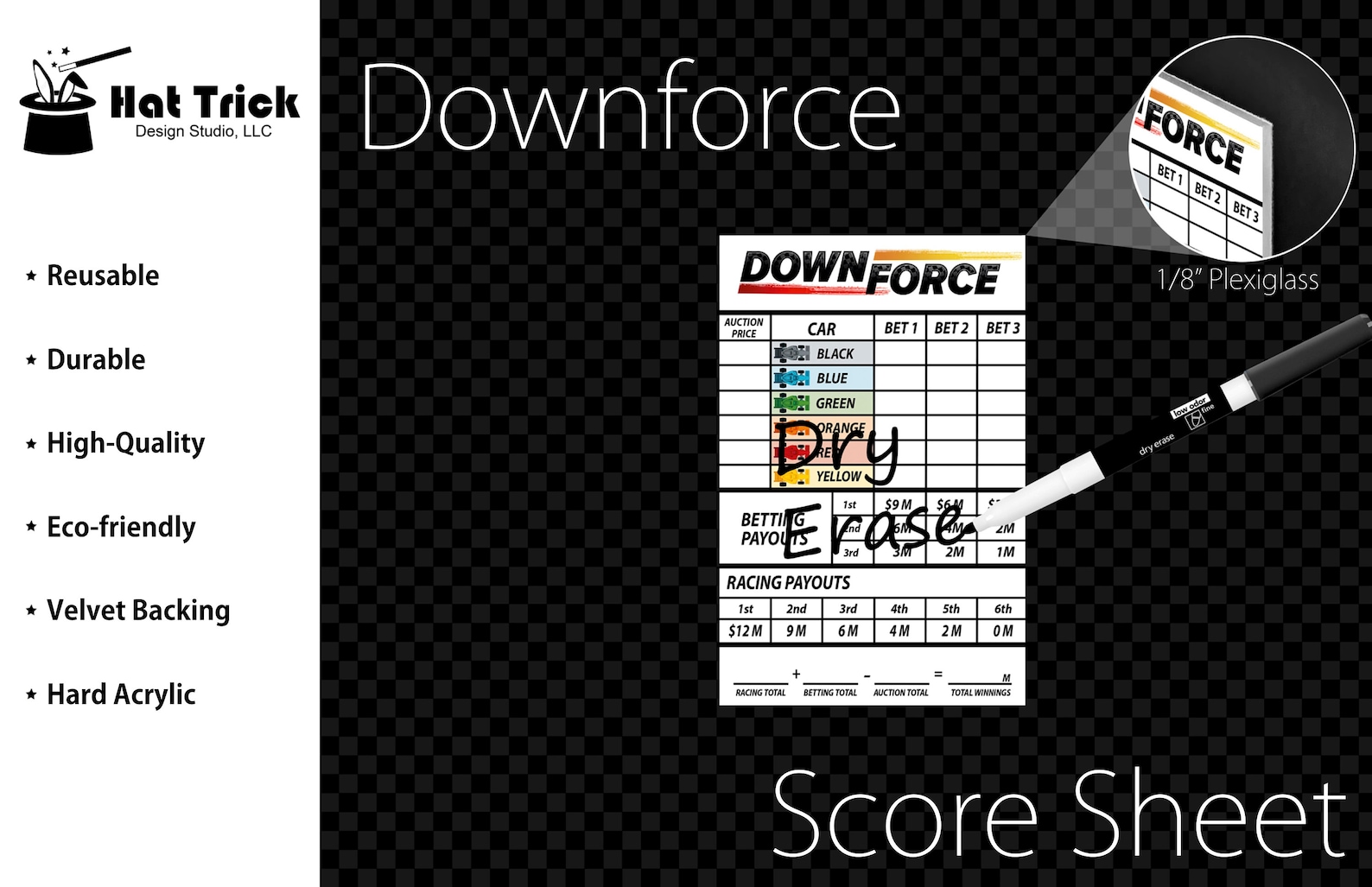 Premium Acrylic Downforce Score Sheet, Reusable Dry Erase - Etsy