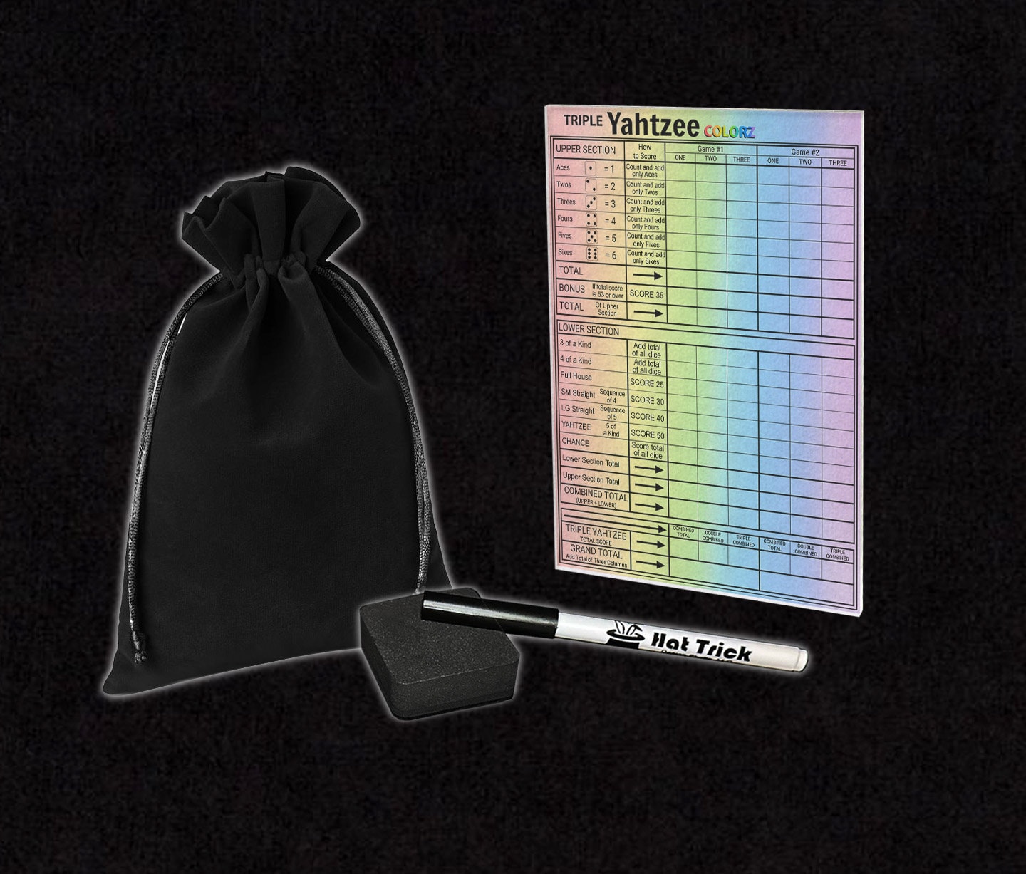 Triple Yahtzee Colorz Score Sheet, Hard Acrylic, Reusable Dry Erase - Etsy
