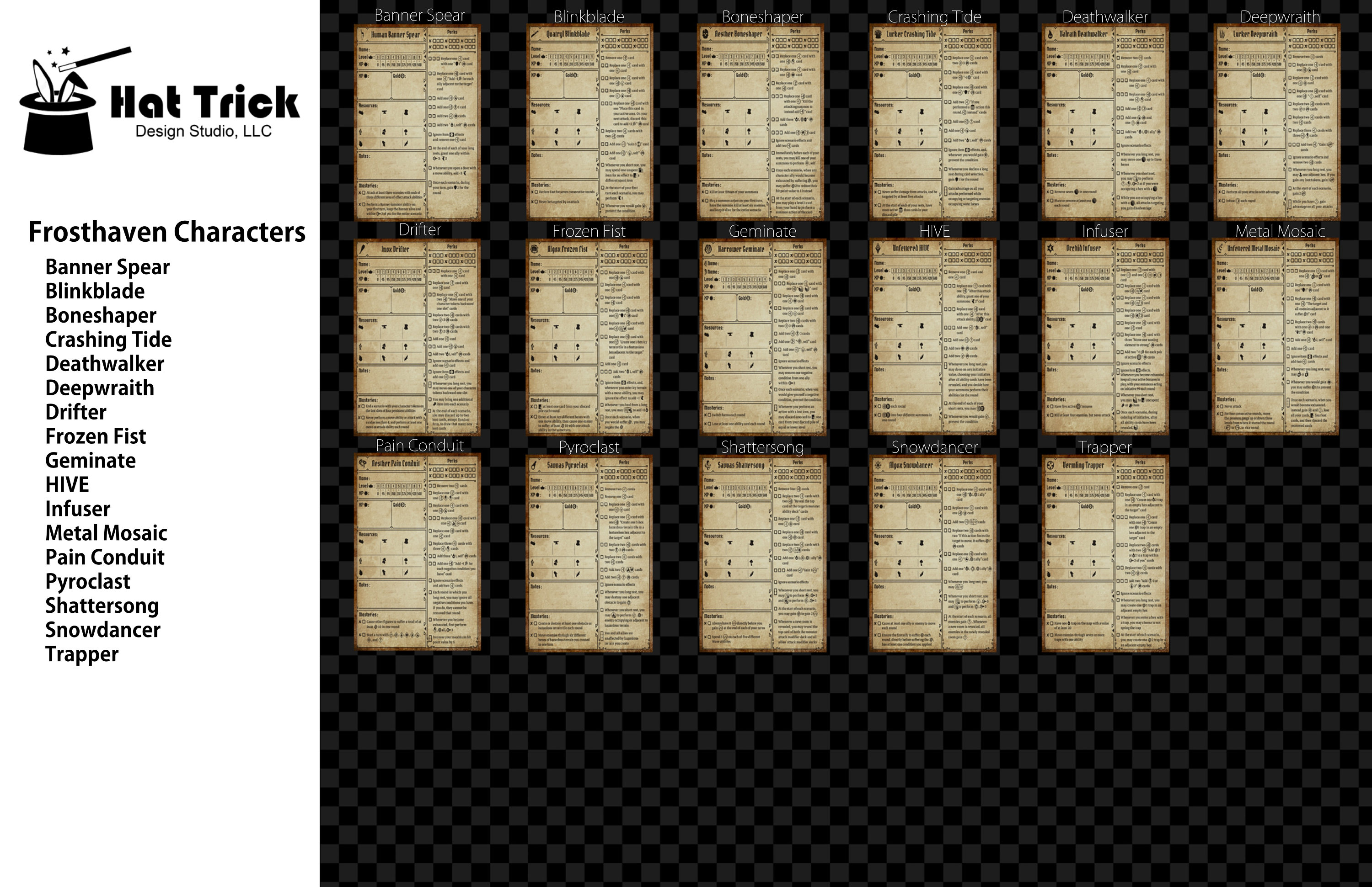 Laminated Frosthaven Character Sheets, Reusable, Wet & Dry Erase - Etsy