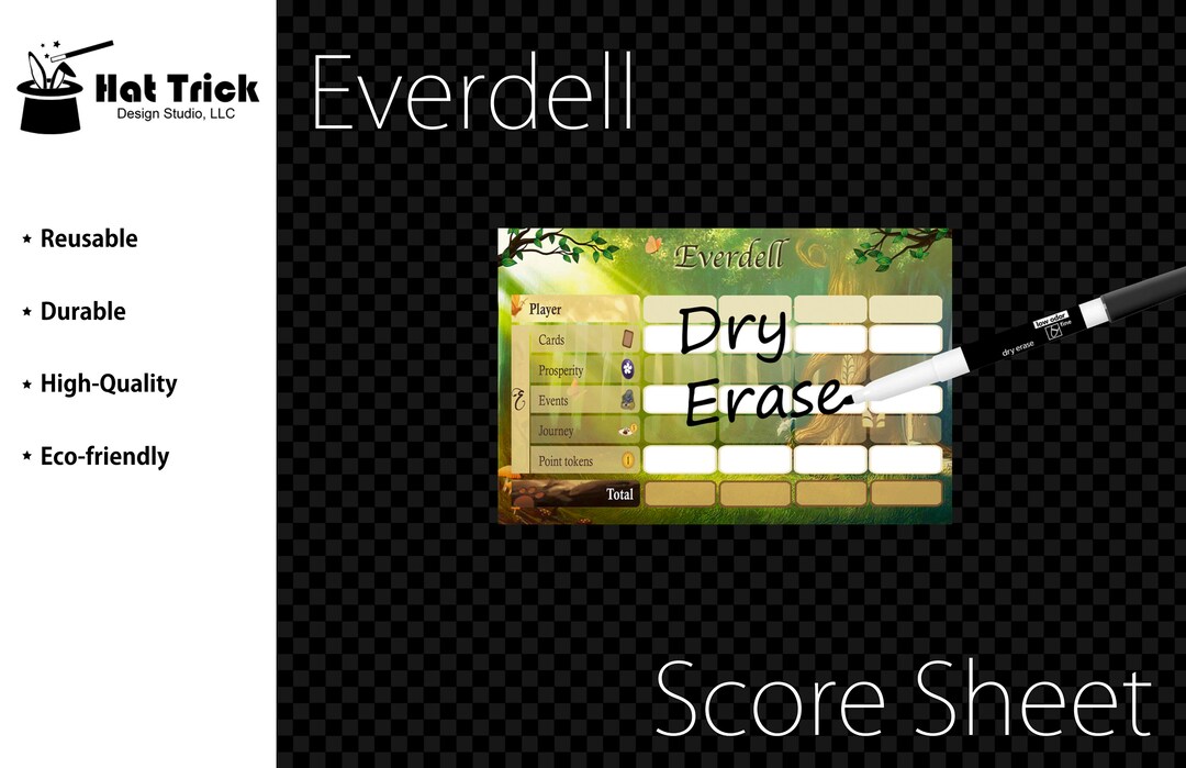 Laminated Everdell Score Sheet, Unofficial, Waterproof, Reusable, Wet ...