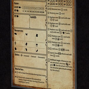 Laminated Gloomhaven Character Sheets, Frosthaven, Forgotten Circles ...