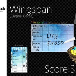 Premium Acrylic Wingspan Score Sheet Upgrade, Reusable, Wet Erase and ...