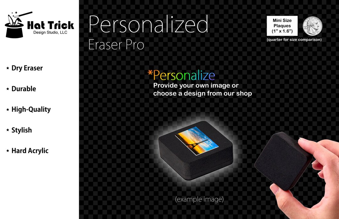 Personalized Erasers - Hard Acrylic Eraser, Dry Erase, Plexiglass ...