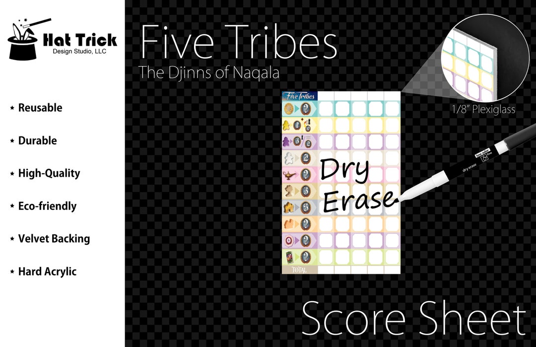 Premium Acrylic Five Tribes the Djinns of Naqala Score Sheet Upgrade, Reusable, Dry Erase - Etsy