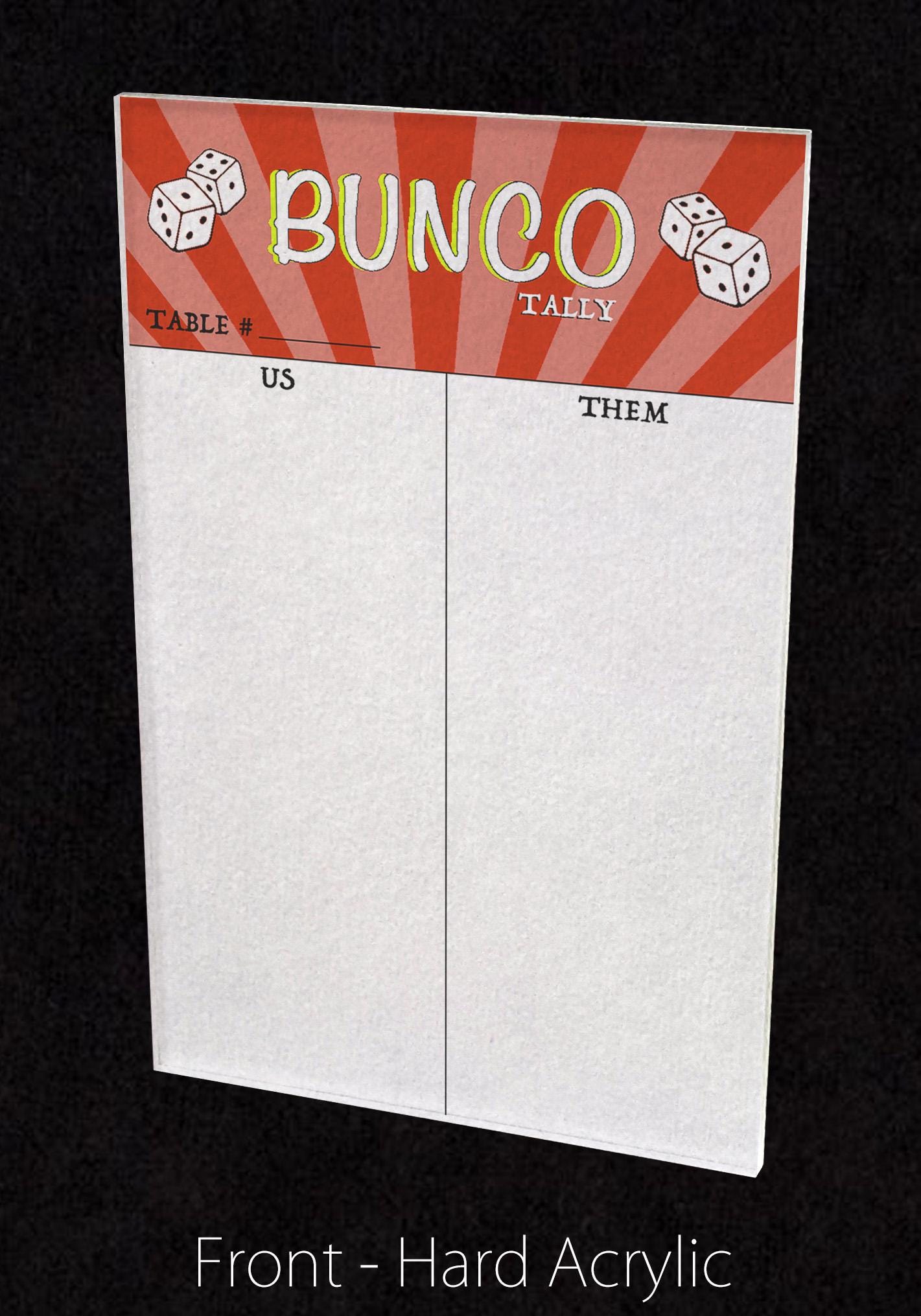 Bunco Acrylic Score Sheet – Reusable Dry Erase Board Game Score Pad ...