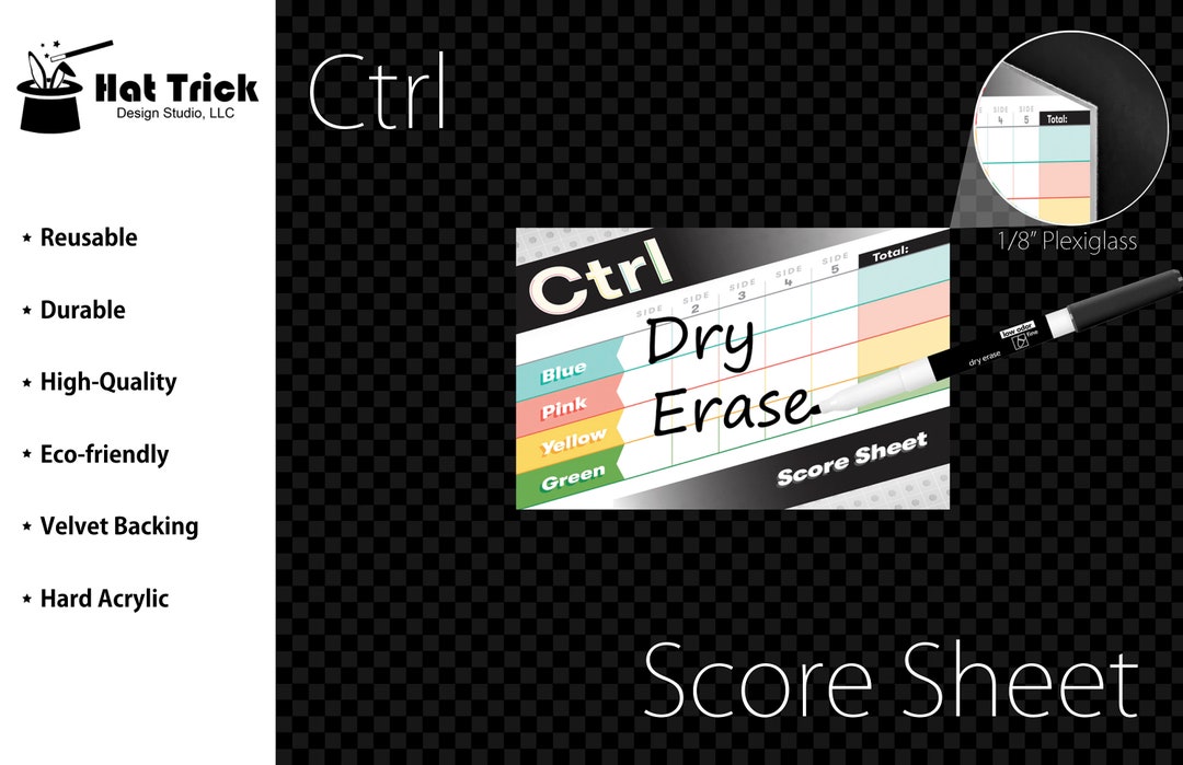 Premium Acrylic Ctrl Score Sheet Upgrade, Reusable, Dry Erase - Etsy