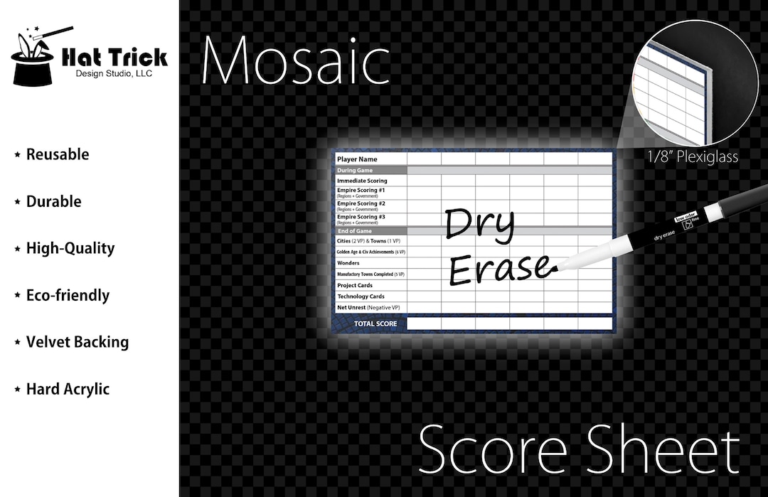 Acrylic Mosaic Score Sheet, Reusable Dry Erase Board - Etsy