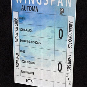 Wingspan Acrylic Score Sheet – Reusable Dry Erase Board Game Score Pad ...