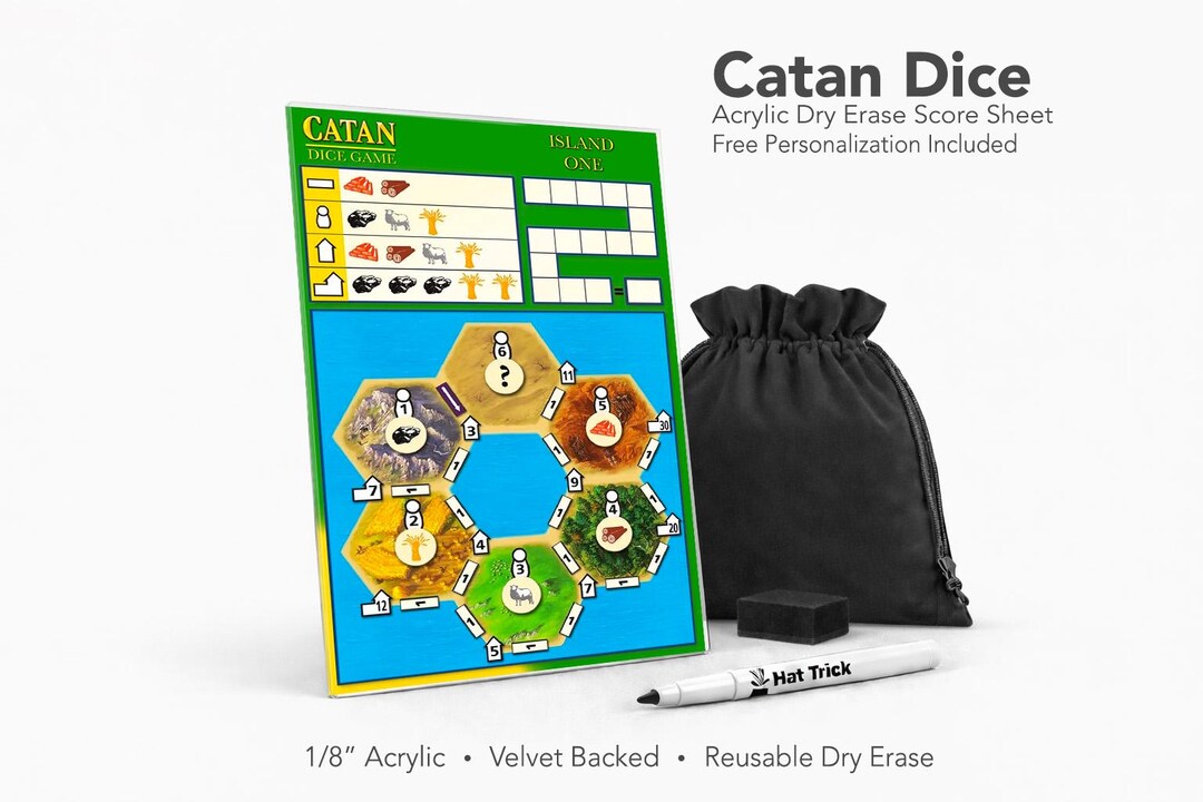 Catan Dice Score Sheet, Hard Acrylic, Reusable Dry Erase - Etsy