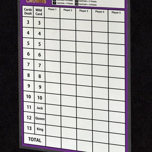 Laminated Five Crowns Score Sheet, Reusable, Wet Erase and Dry Erase - Etsy