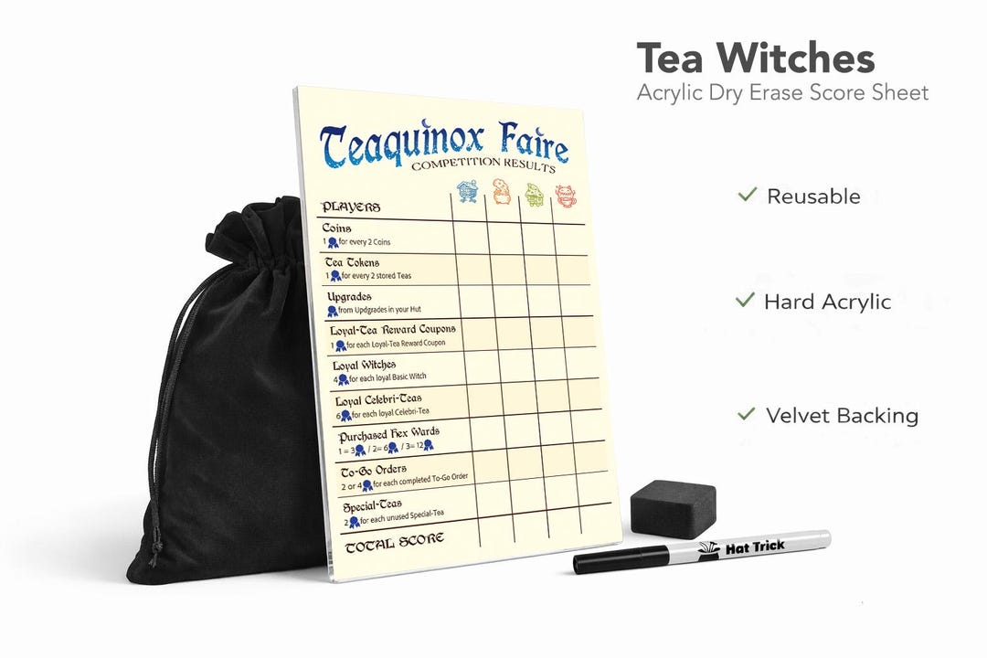 Tea Witches Score Sheet, Acrylic Dry Erase Board - Etsy