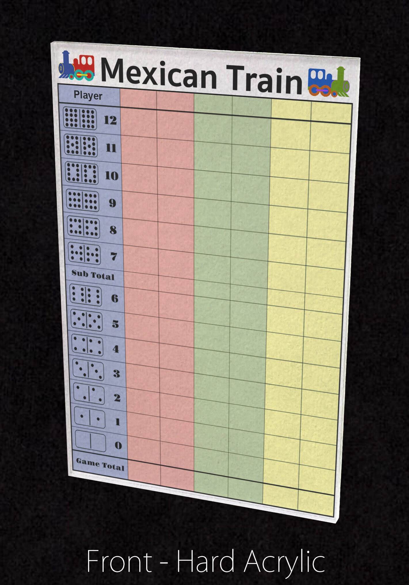 Acrylic Mexican Train Score Sheet, Reusable, Dry Erase - Etsy Canada