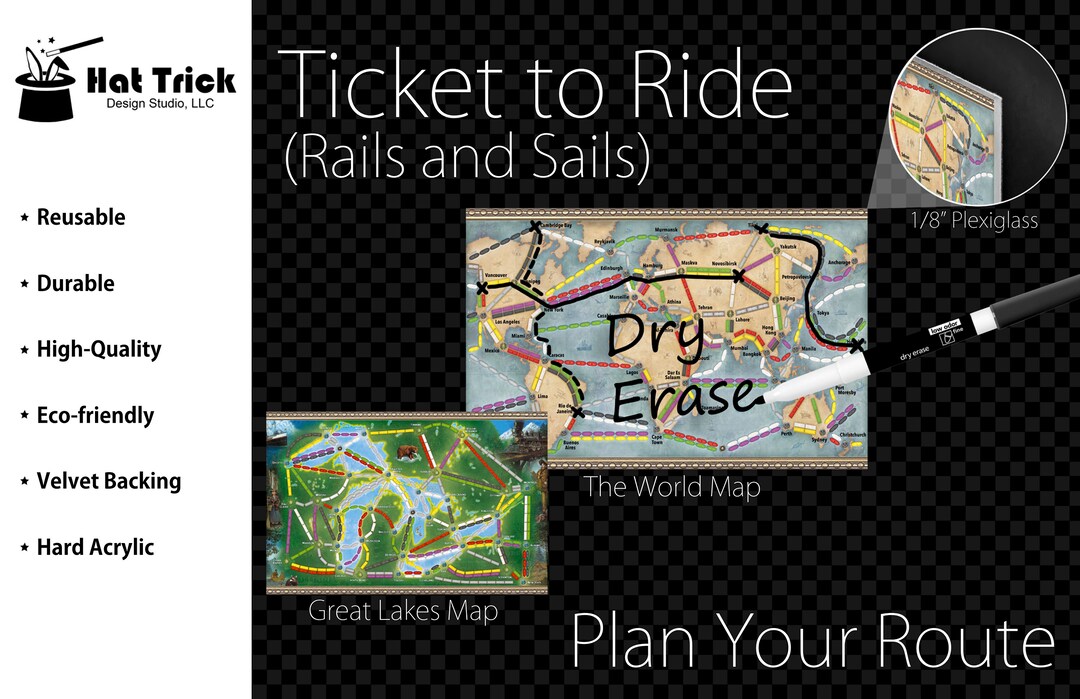 Ticket to Ride Rails and Sails Acrylic Route Planner, Dry Erase - Etsy