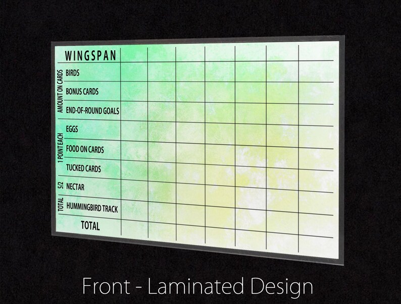Laminated Wingspan Americas Expansion Score Sheet, Reusable Dry Erase ...